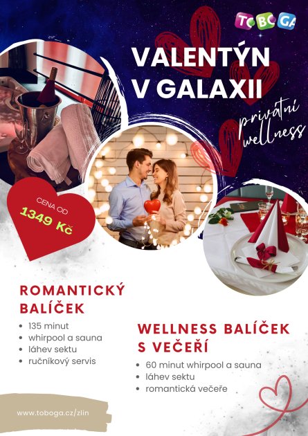 PRIVÁTNÍ ROMANTICKÝ WELLNESS - TOBOGA Galaxie Zlín